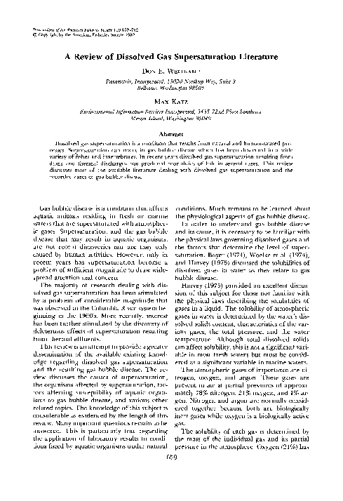 (PDF) A Review of Dissolved Gas Supersaturation Literature
