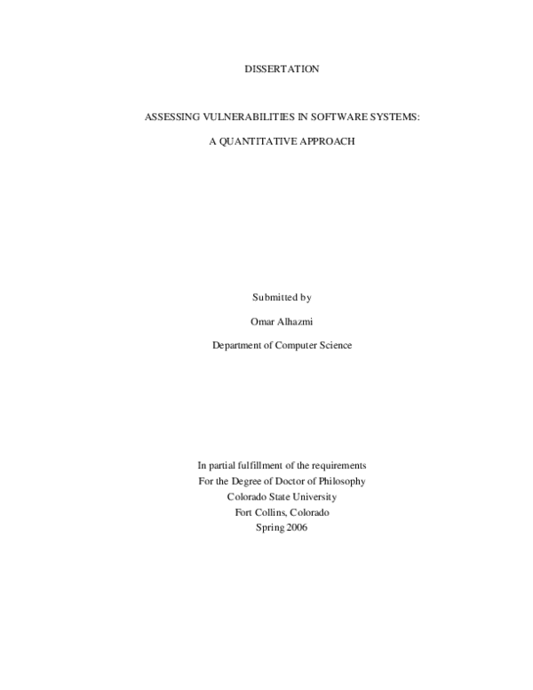 (PDF) Assessing vulnerabilities in software systems: A quantitative approach