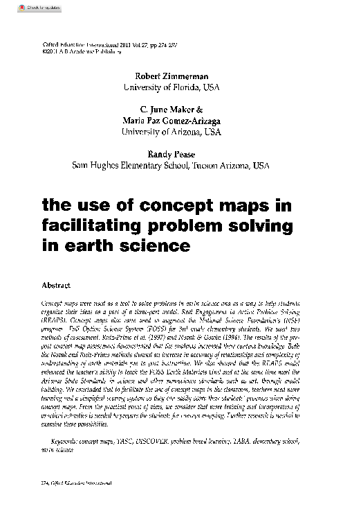 (PDF) the use of concept maps in facilitating problem solving in earth ...