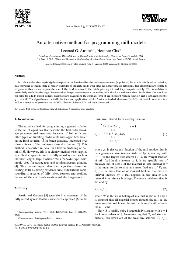 (PDF) An alternative method for programming mill models