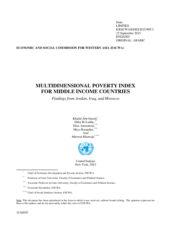 (PDF) MULTIDIMENSIONAL POVERTY INDEX FOR MIDDLE INCOME COUNTRIES ...