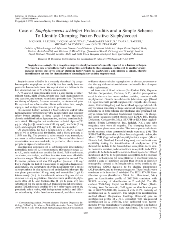 (PDF) Case of Staphylococcus schleiferi Endocarditis and a Simple ...