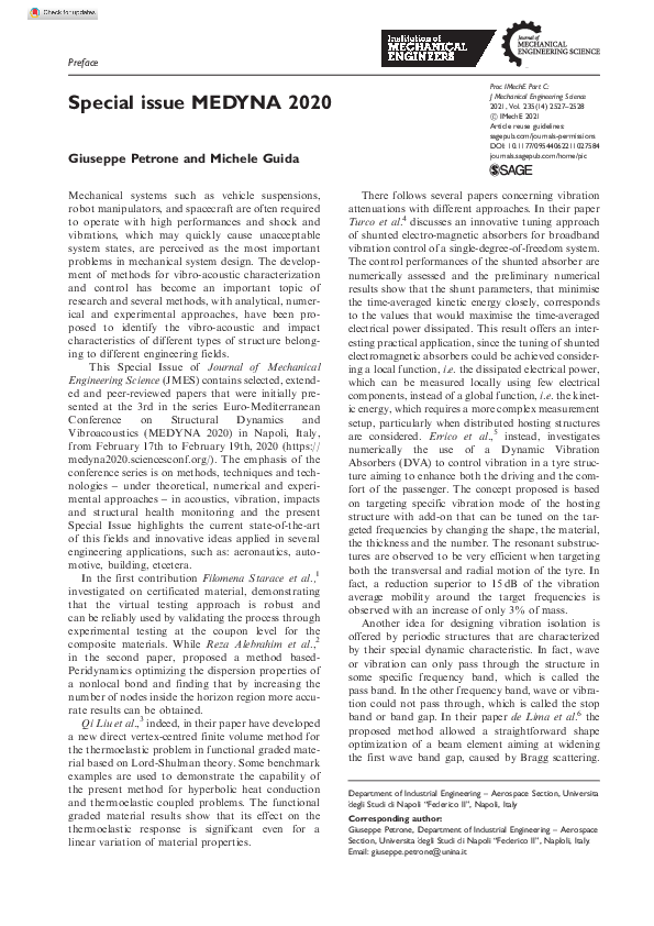 (PDF) Special issue MEDYNA 2020
