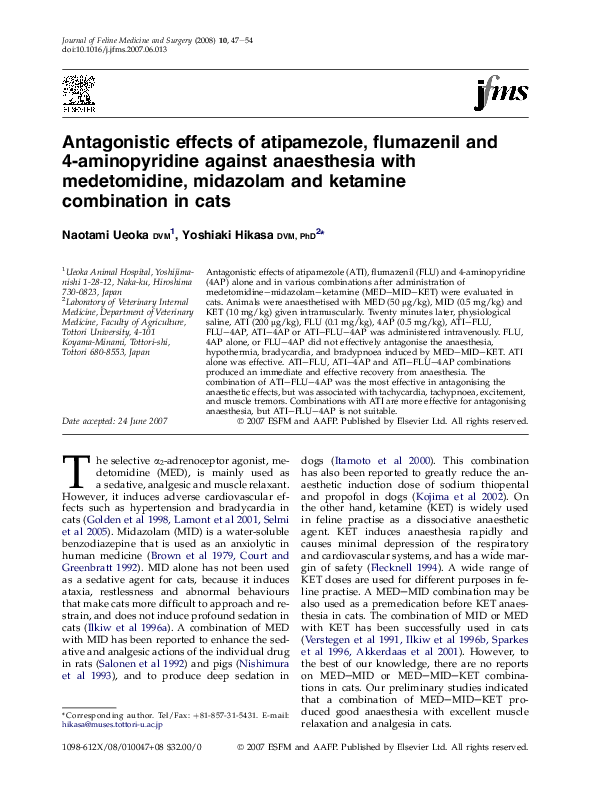 (PDF) Antagonistic effects of atipamezole, flumazenil and 4 ...