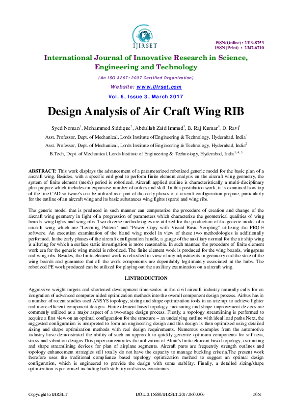 (PDF) Design Analysis of Air Craft Wing RIB | SYED NOMAN - Academia.edu