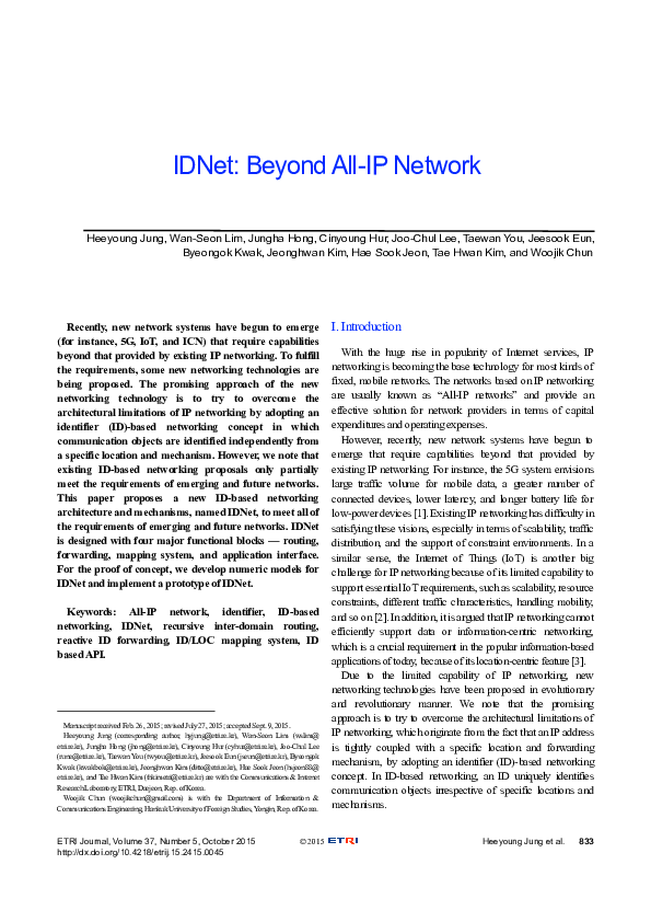 (PDF) IDNet: Beyond All-IP Network