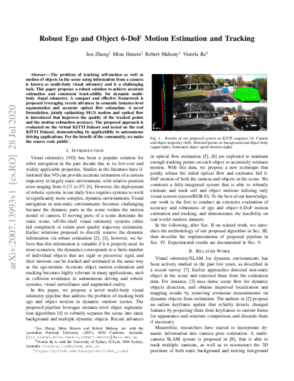 (PDF) Robust Ego and Object 6-DoF Motion Estimation and Tracking