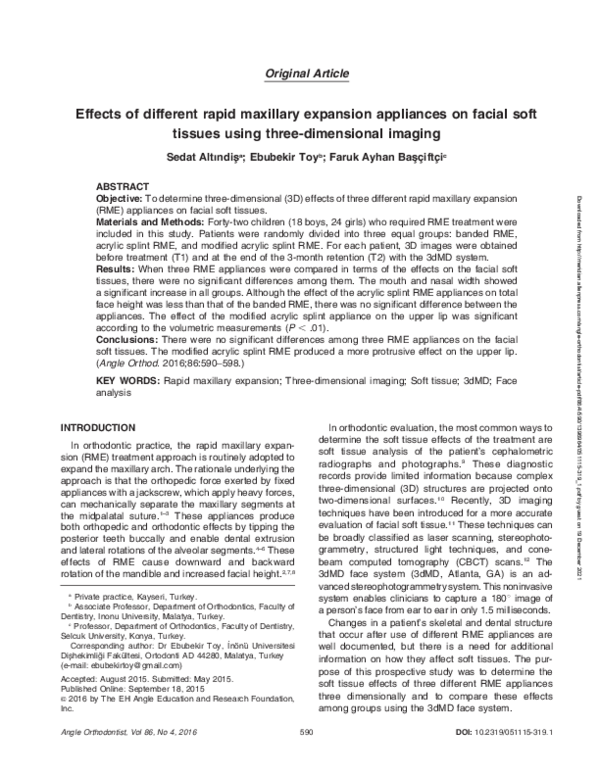 (PDF) Effects of different rapid maxillary expansion appliances on facial soft tissues using ...