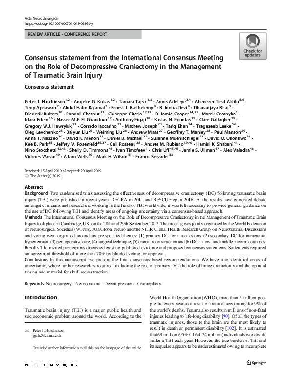 (PDF) Consensus statement from the International Consensus Meeting on ...