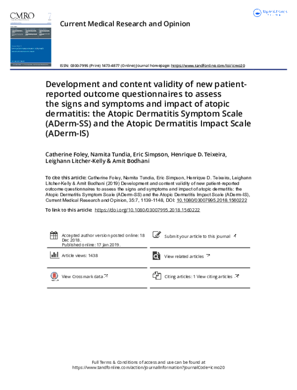 (PDF) Development and content validity of new patient-reported outcome ...