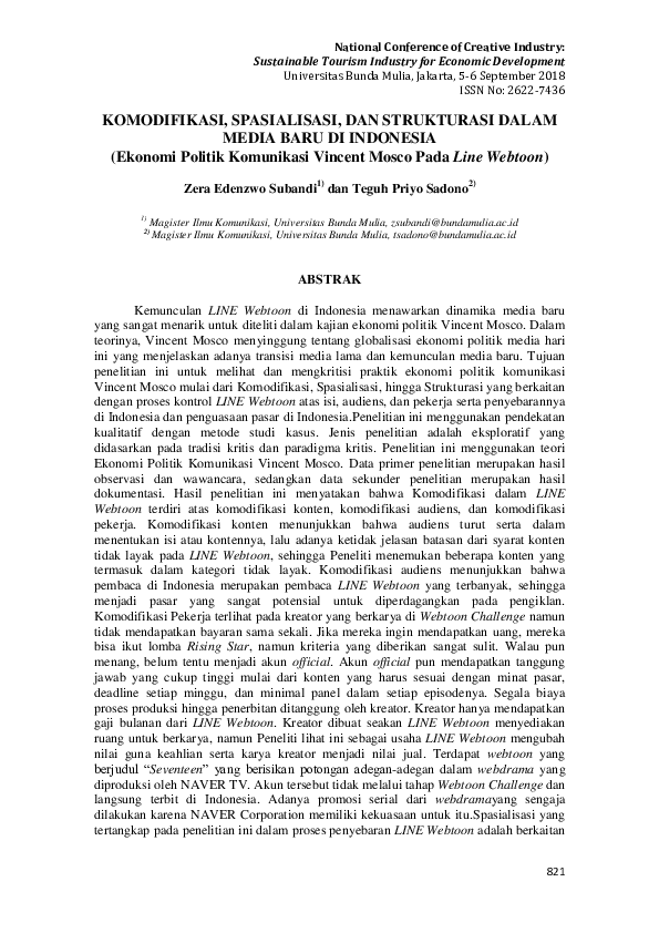 (PDF) KOMODIFIKASI, SPASIALISASI, DAN STRUKTURASI DALAM MEDIA BARU DI ...