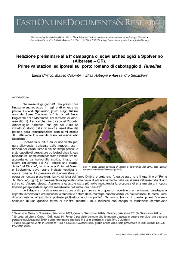 (PDF) Relazione preliminare alla I° campagna di scavi archeologici a ...