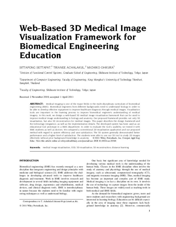 (PDF) Web-based 3D medical image visualization framework for biomedical engineering education