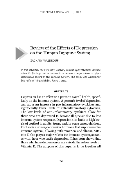 (PDF) Review of the Effects of Depression on the Human Immune System