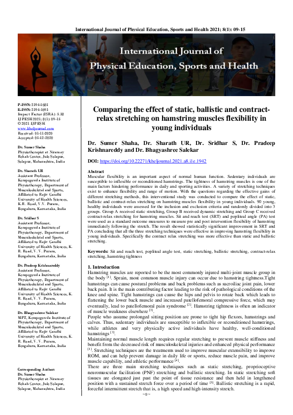 (PDF) Comparing the effect of static, ballistic and contractrelax stretching on hamstring ...