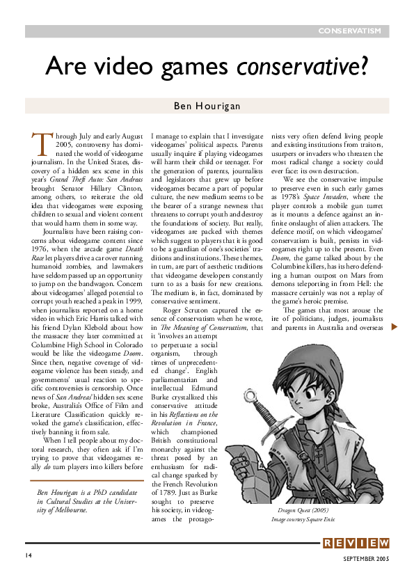 (PDF) Are Video Games Conservative