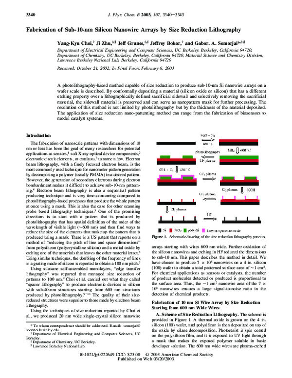 (PDF) Fabrication of Sub-10-nm Silicon Nanowire Arrays by Size ...