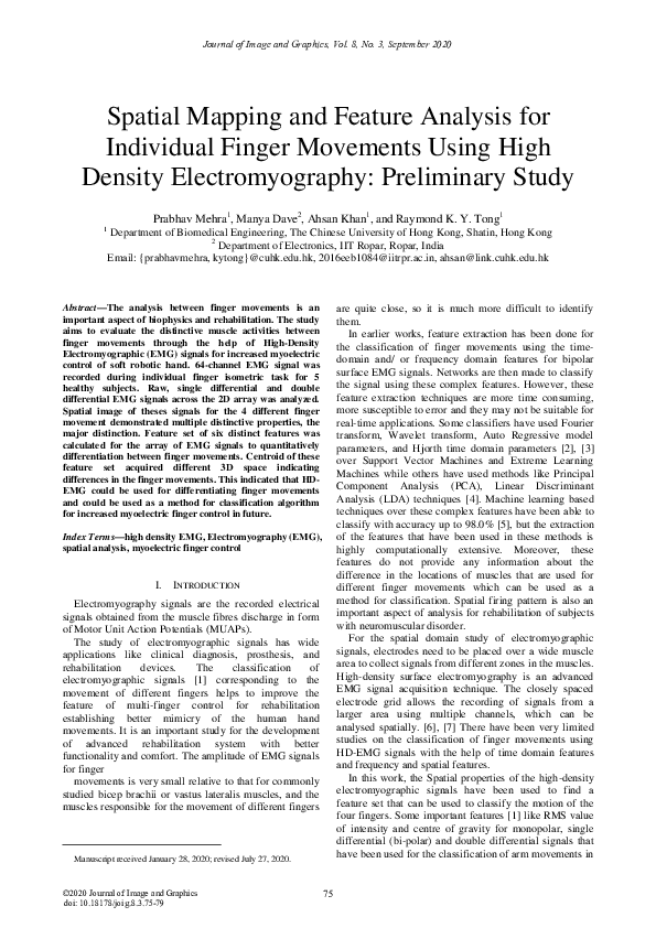 (PDF) Spatial Mapping and Feature Analysis for Individual Finger ...