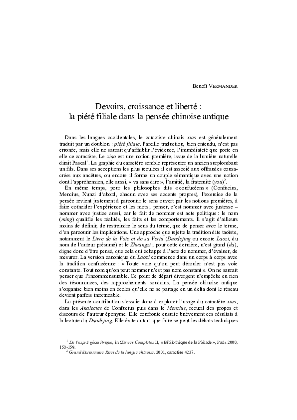(PDF) « Devoirs, croissance et liberté : la piété filiale dans la ...