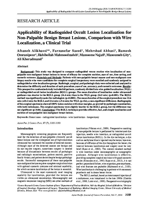 (PDF) Applicability of Radioguided Occult Lesion Localization for Non ...