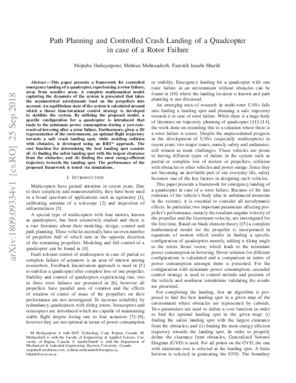 (PDF) Path Planning and Controlled Crash Landing of a Quadcopter in ...