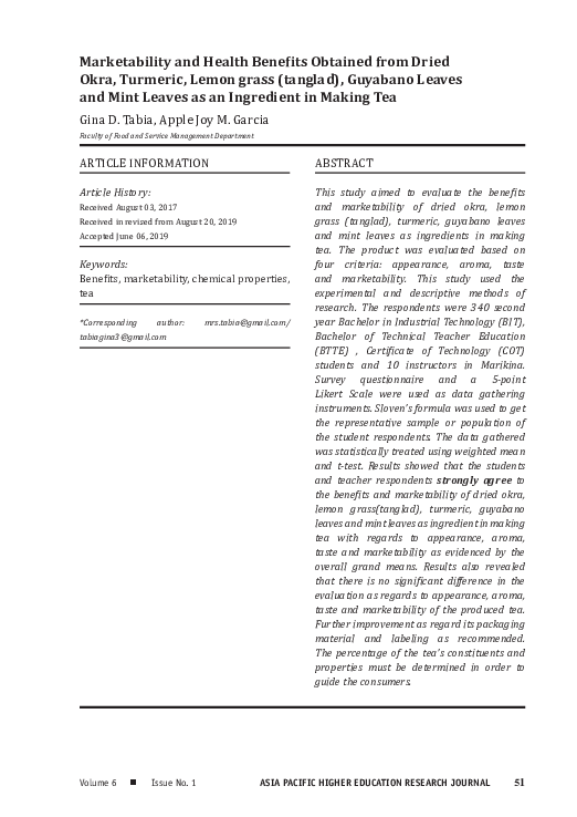 (PDF) Marketability and Health Benefits Obtained from Dried Okra ...
