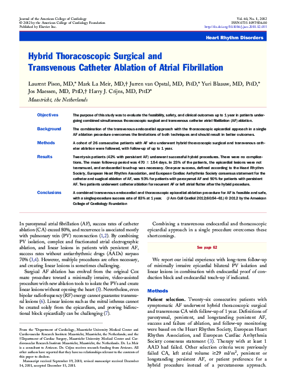 (PDF) Hybrid Thoracoscopic Surgical and Transvenous Catheter Ablation ...