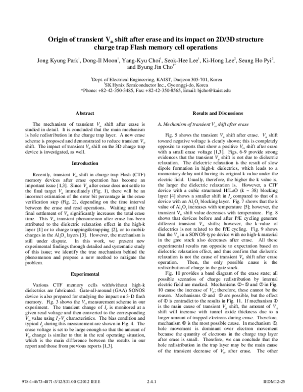 (PDF) Transient Vth Shift Mechanism in Flash Memory