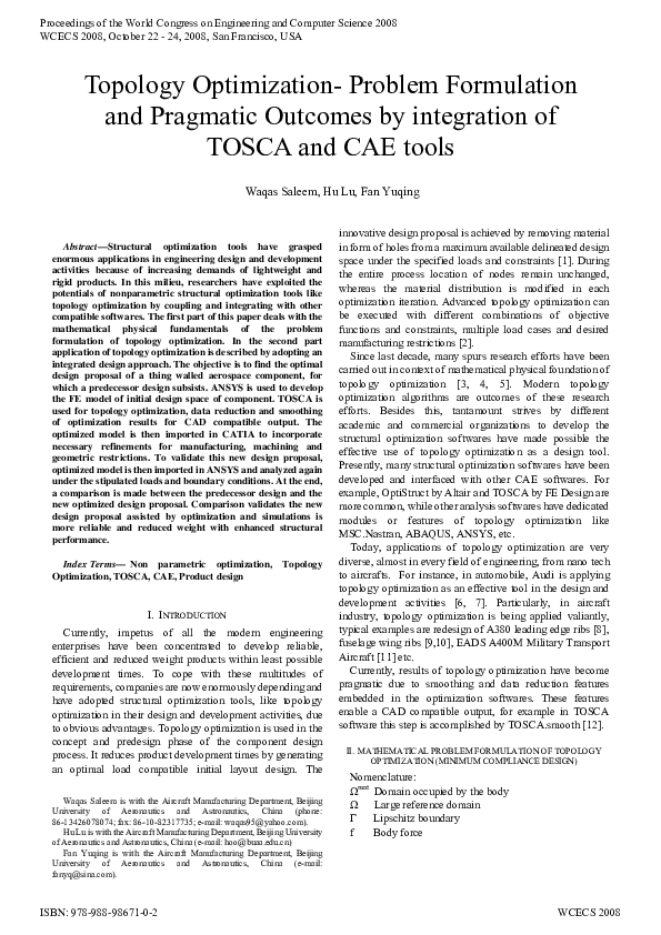 (PDF) Topology Optimization Problem Formulation and Pragmatic Outcomes ...