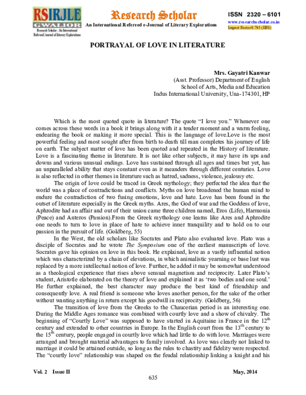 (PDF) Portrayal of Love in Literature