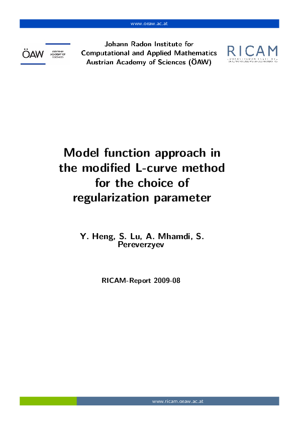 (PDF) Model Function Approach in the Modified L-Curve Method for the ...