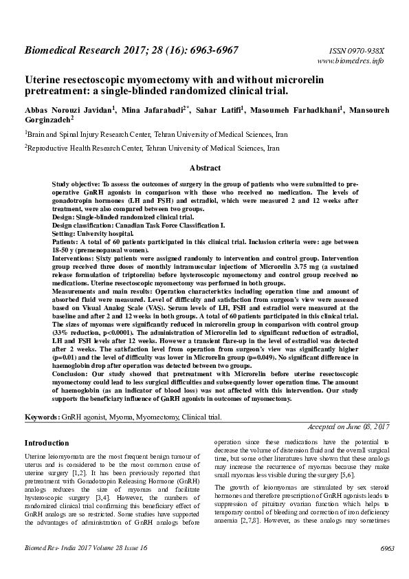(PDF) Uterine resectoscopic myomectomy with and without microrelin ...