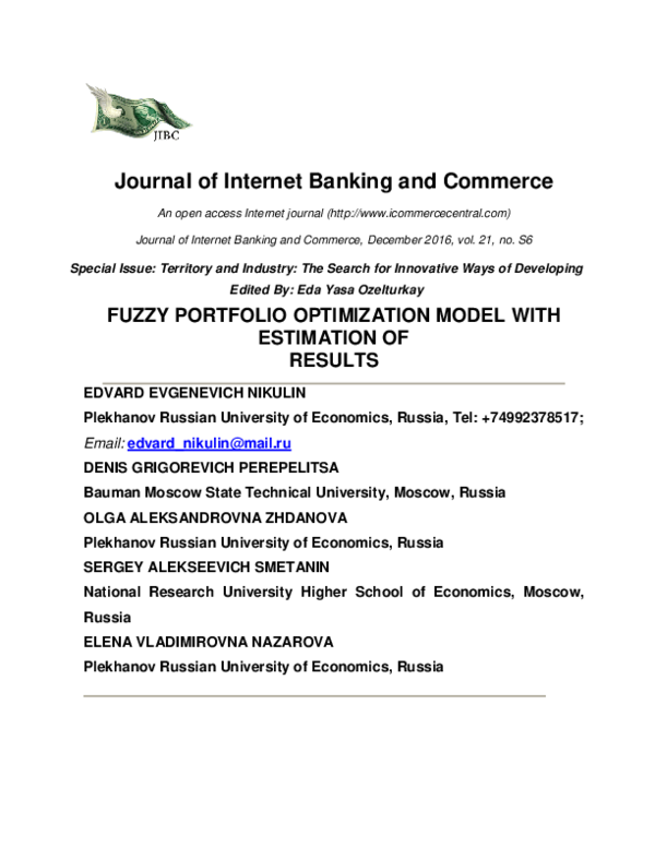 Pdf Fuzzy Portfolio Optimization Model With Estimation Of Results