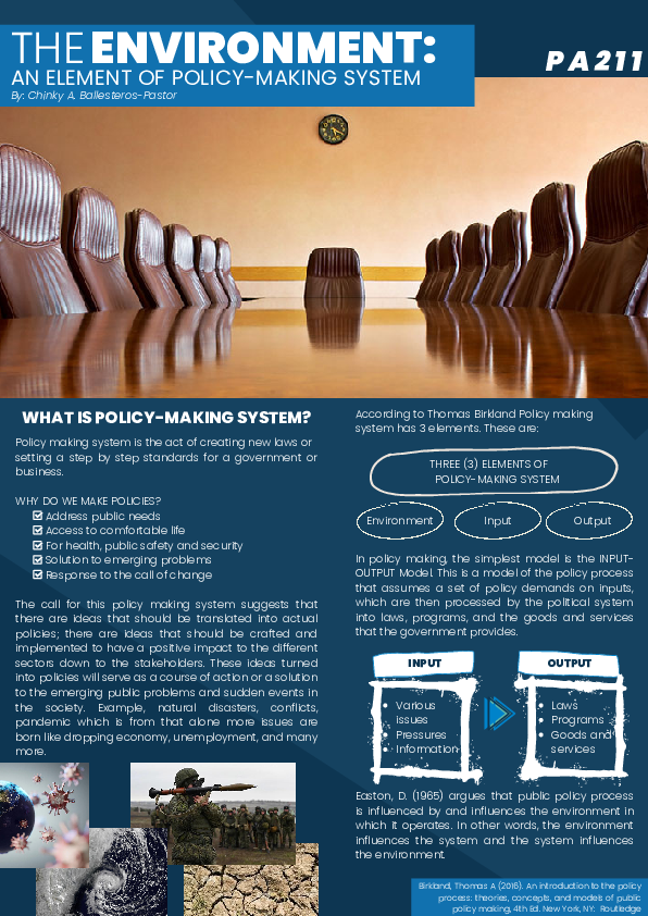 (PDF) Elements of Policy Making System - The Environment