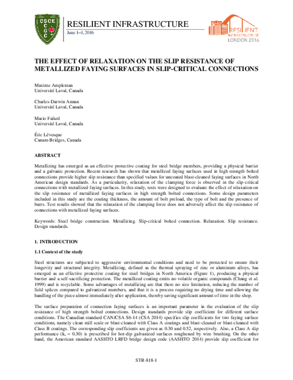 (PDF) STR-818: The Effect of Relaxation on the Slip Resistance of ...