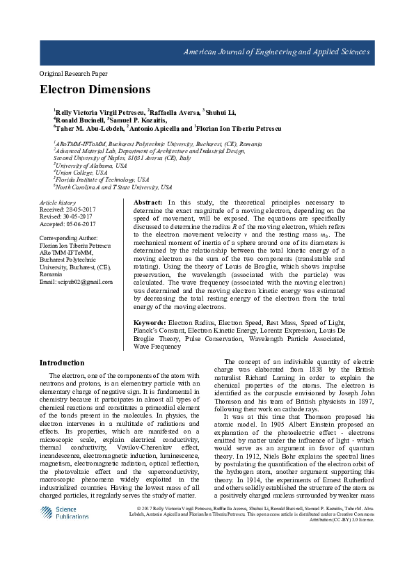 (PDF) Electron Dimensions | Antonio Apicella - Academia.edu