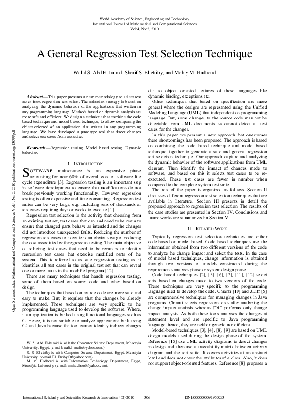 Pdf A General Regression Test Selection Technique 5883