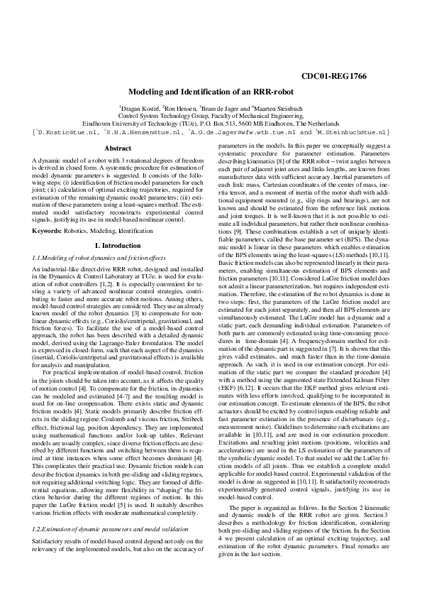 (PDF) Modeling and identification of an RRR-robot