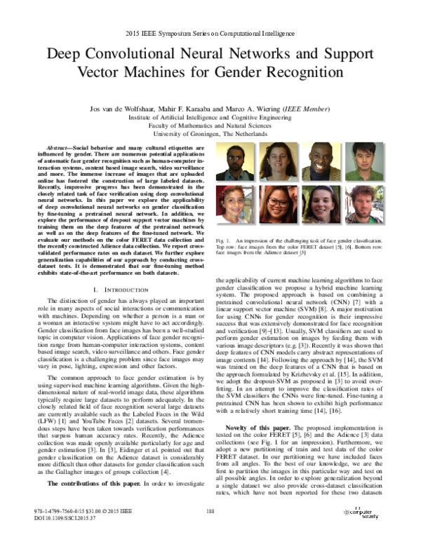 Pdf Deep Convolutional Neural Networks And Support Vector Machines For Gender Recognition