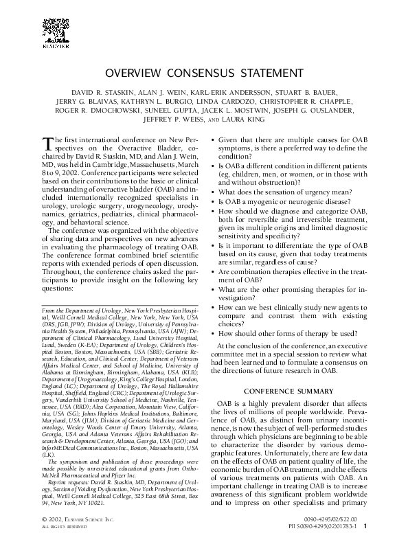 (PDF) Overview consensus statement