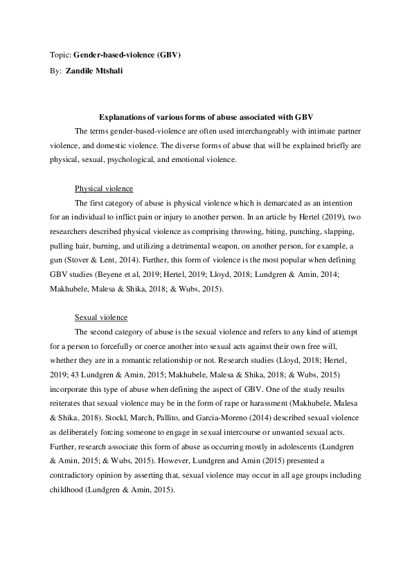 (PDF) Topic: Gender-based-violence (GBV
