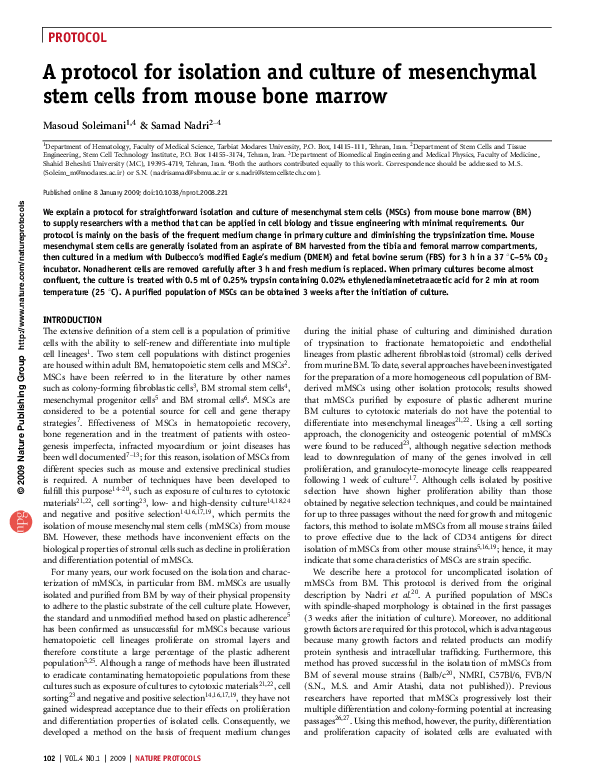 (PDF) A protocol for isolation and culture of mesenchymal stem cells ...