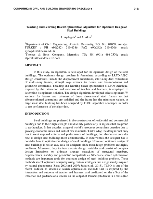 (PDF) Teaching and Learning-Based Optimization Algorithm for Optimum ...