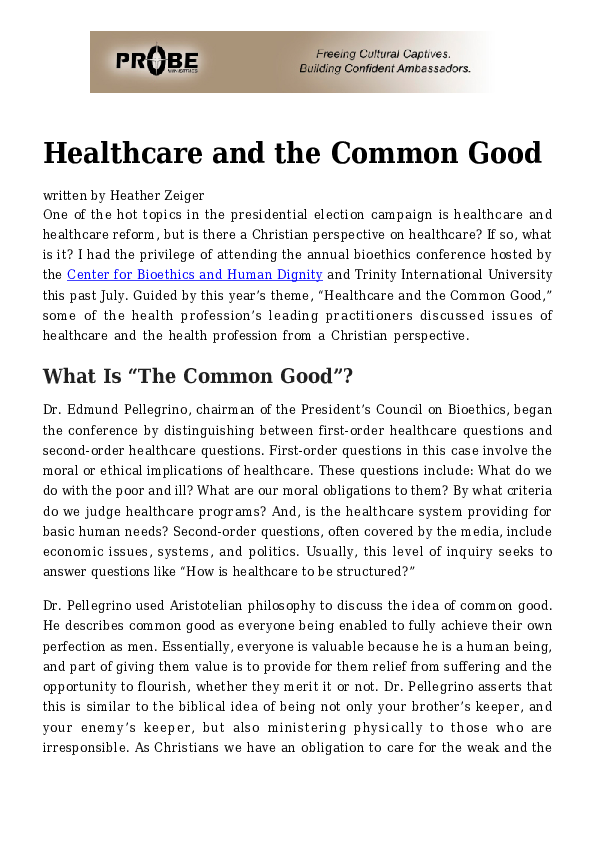 (PDF) The common good
