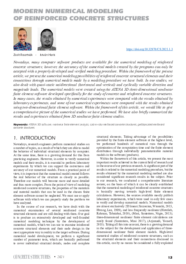 (PDF) Modern numerical modeling of reinforced concrete structures