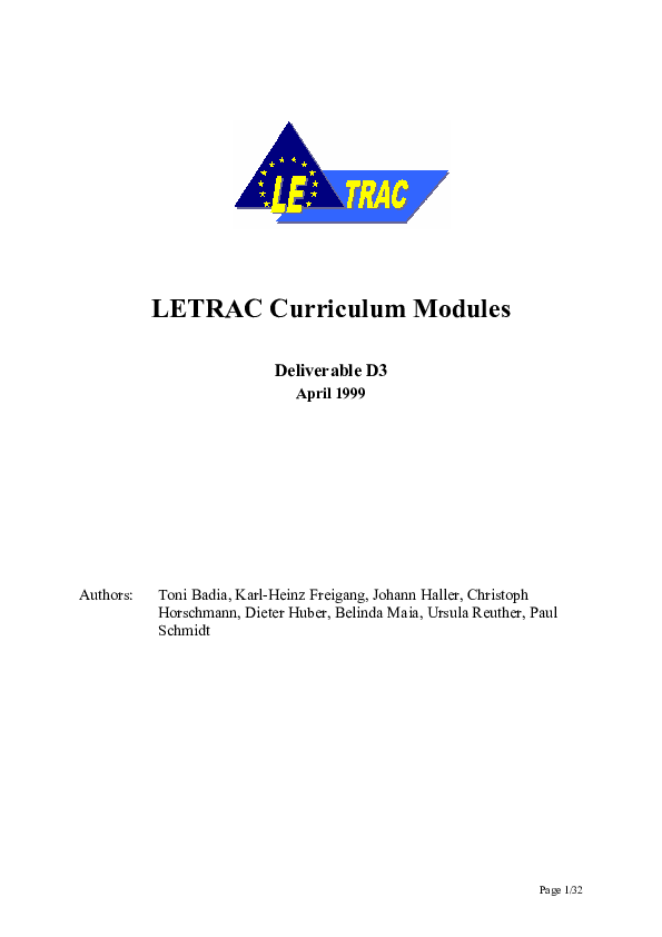(PDF) LETRAC Curriculum Modules Deliverable D 3 April 1999