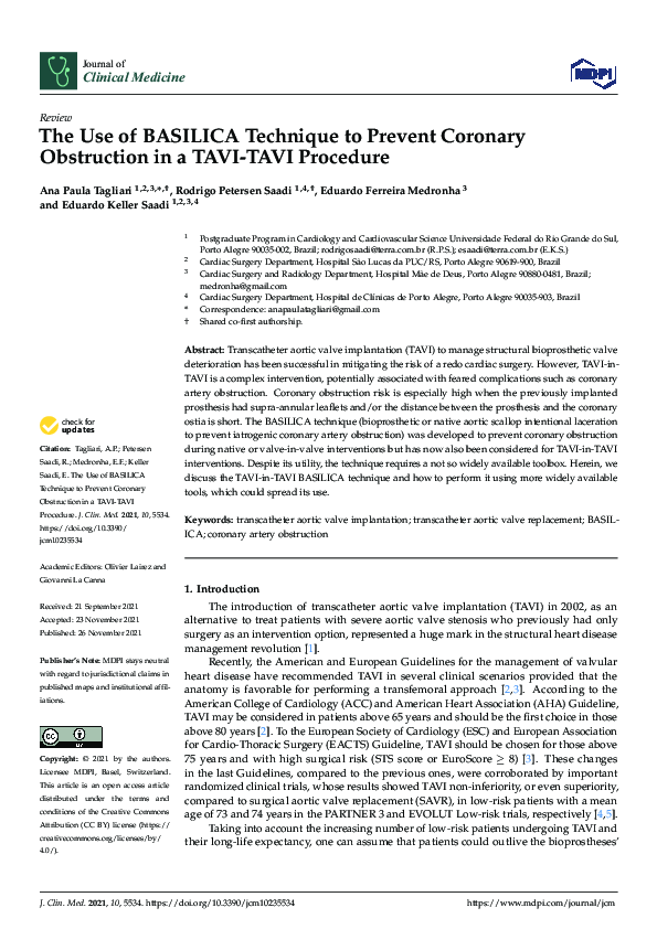(PDF) The Use of BASILICA Technique to Prevent Coronary Obstruction in ...