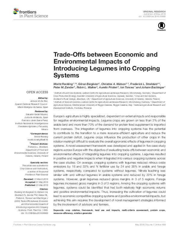 (PDF) Trade-Offs between Economic and Environmental Impacts of ...