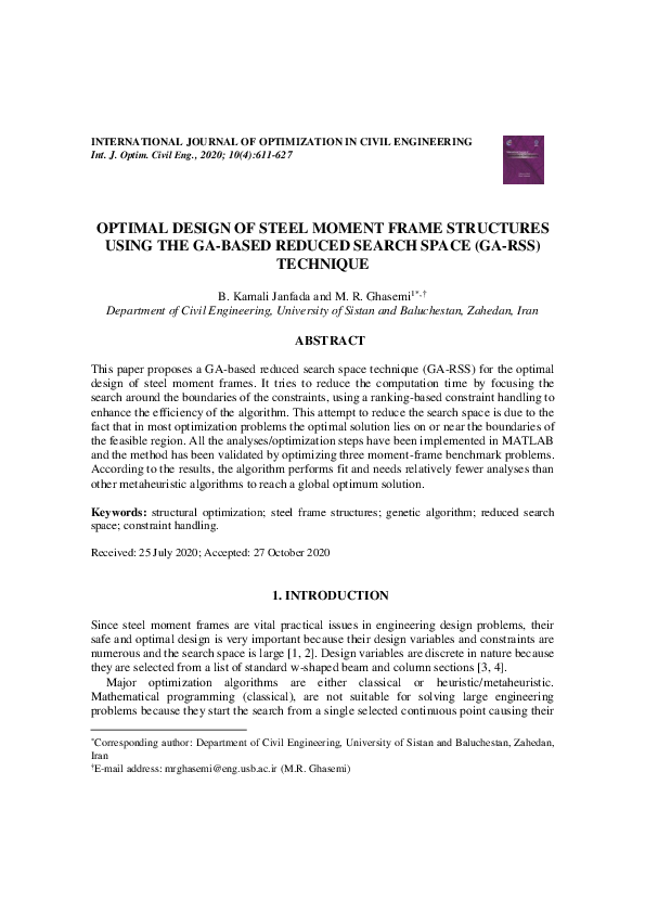 (PDF) Optimal Design of Steel Moment Frame Structures Using the Ga-Based Reduced Search Space ...