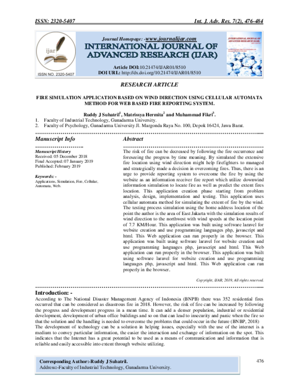 Pdf Fire Simulation Application Based On Wind Direction Using Cellular Automata Method For Web